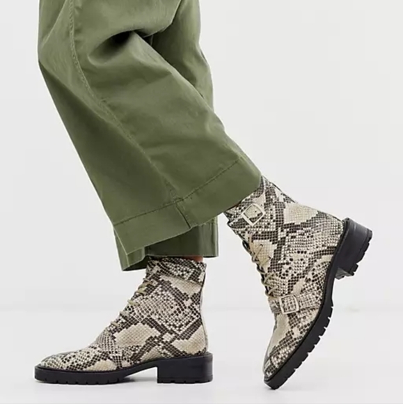 ASOS | Shoes | Asos Design Astrid Leather Chunky Military Boots In ...